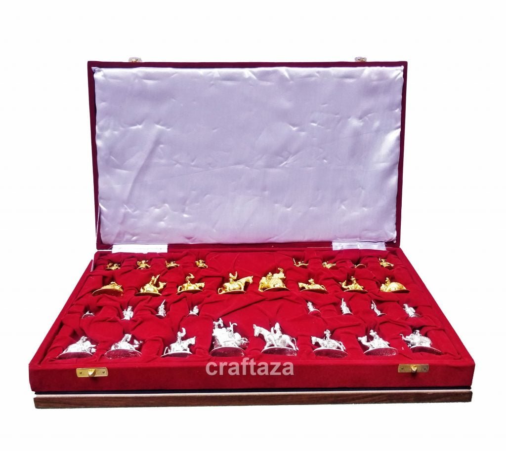 Handmade Brass Chess Pieces Gold & Sliver Plated