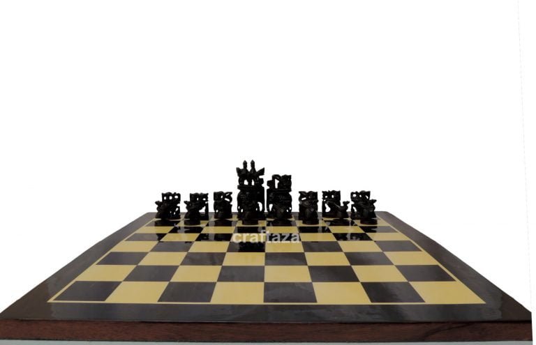 Wood Hand Carved Chess Set | Maharajah Chess Pieces