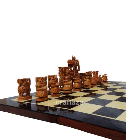 Wood Hand Carved Chess Set | Maharajah Chess Pieces